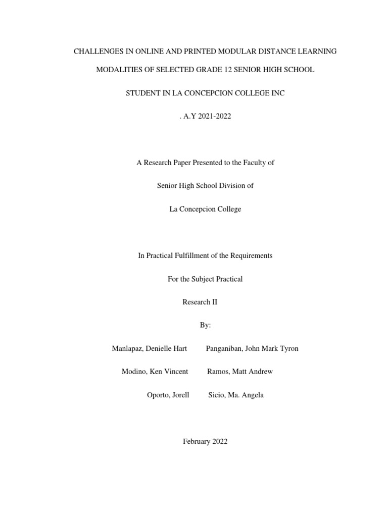 Challenges in Online and Printed Modular Distance Learning Modalities ...