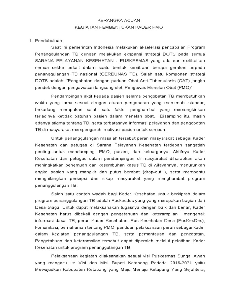 KAK Pembentukan Kader PMO | PDF