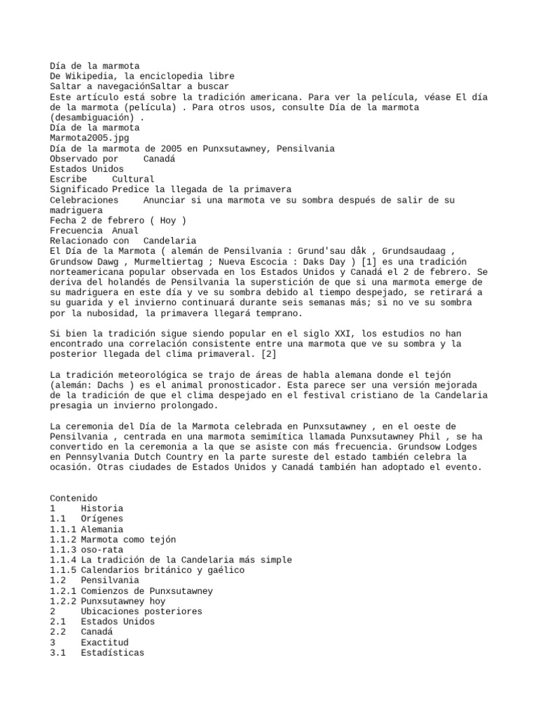 Dia de La Marmota | PDF | Ciencias sociales | Historia