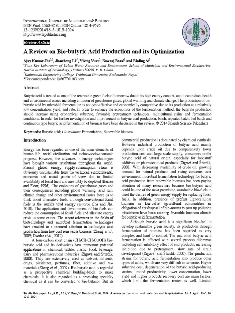 Butyric | PDF | Fermentation | Biofuel
