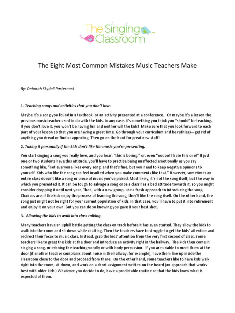 The 8 Most Common Mistakes Music Teachers Make | PDF