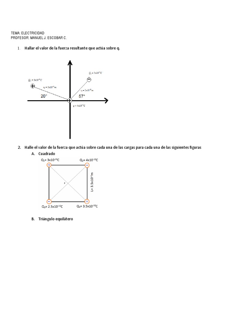 Taller Fuerza y Campos Elecricos Cun Fisica Ii | PDF