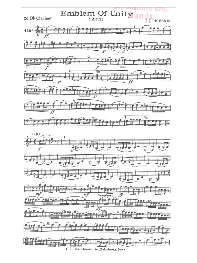 Emblem of Unity - Richards - Clarinet II | PDF