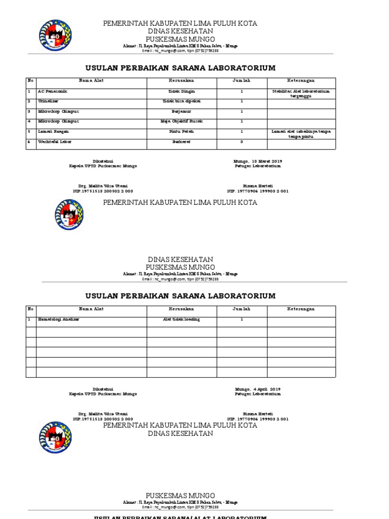 Usulan Perbaikan Sarana Laboratorium | PDF