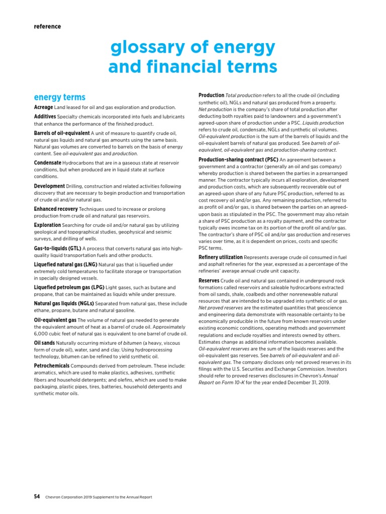 Glossary of Energy and Financial Terms | PDF | Natural Gas | Petroleum