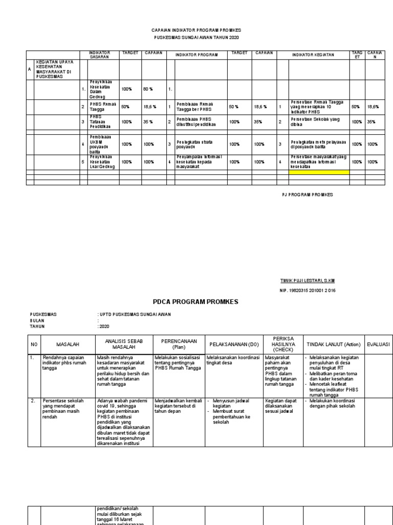 Indikator Promkes Dan Pdca | PDF