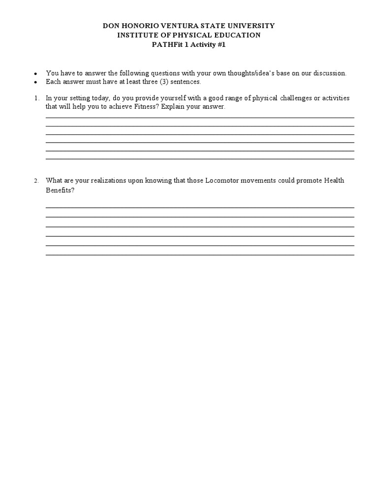 Pathfit 1 - Activity #1 | PDF