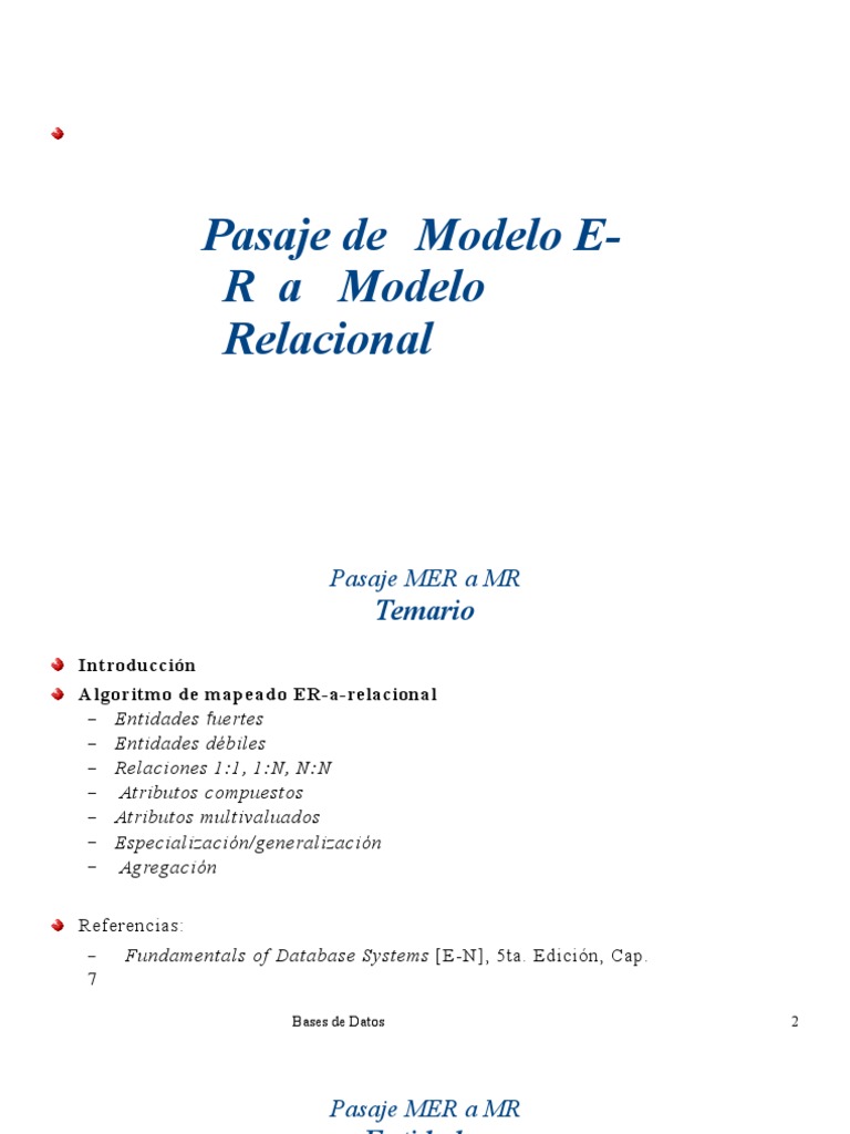 Mapeo Er Relacional | PDF | Base de datos relacional | Tecnologías de ...