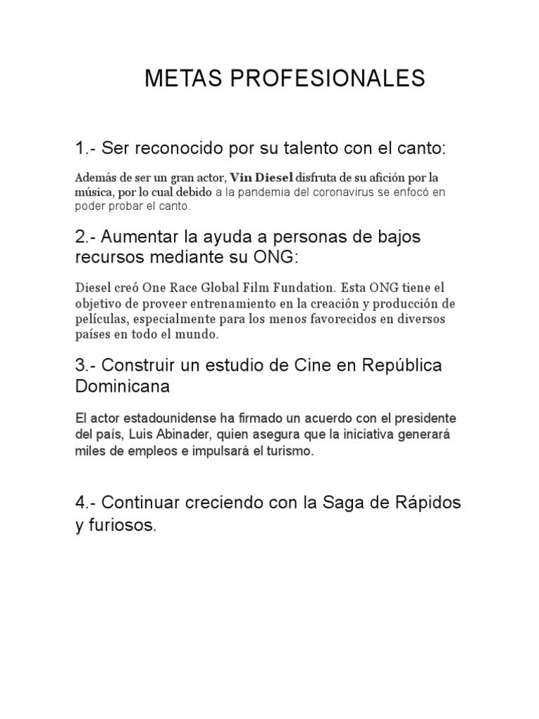 METAS PROFESIONALES Desarrrollo Personal | PDF | Ciencias sociales | Arte