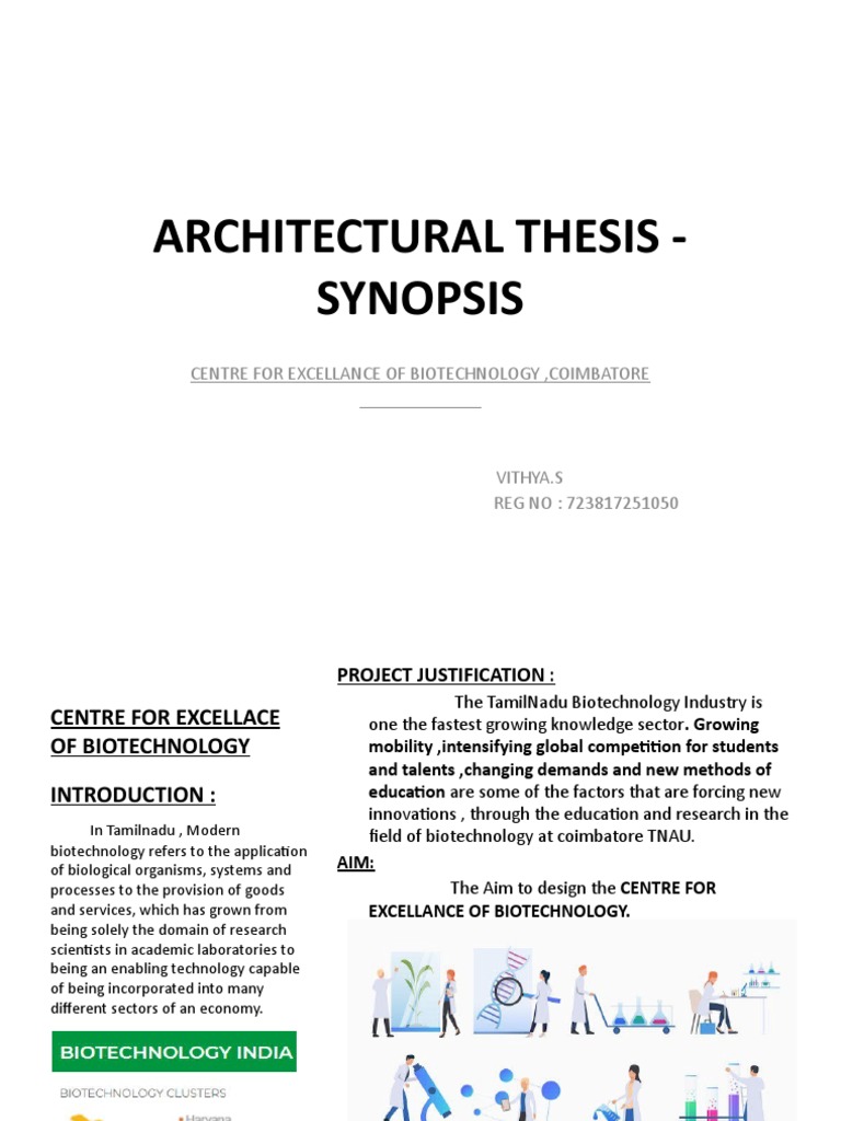 Architectural Thesis - Synopsis: Centre For Excellance of Biotechnology ...