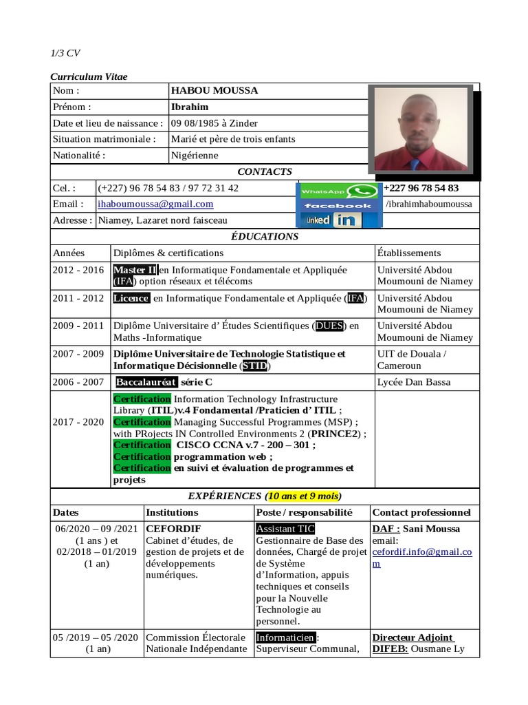 Curriculum Vitae: Master II Licence | PDF | Microsoft Access | Informatique