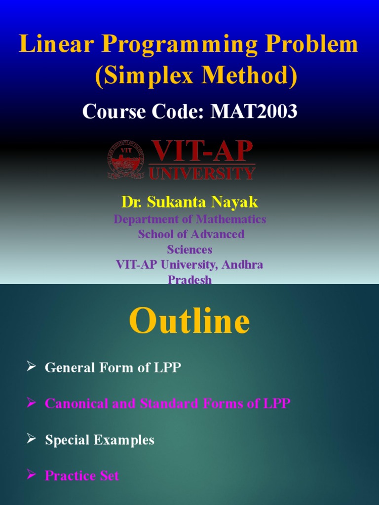 Lecture 4 Linear Programming Problem (Simplex Method) | PDF | Linear Programming | Computer ...