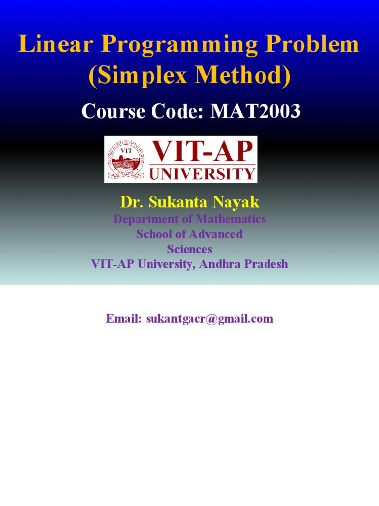 Lecture 4 Linear Programming Problem Simplex Method Pdf Linear Programming Mathematics