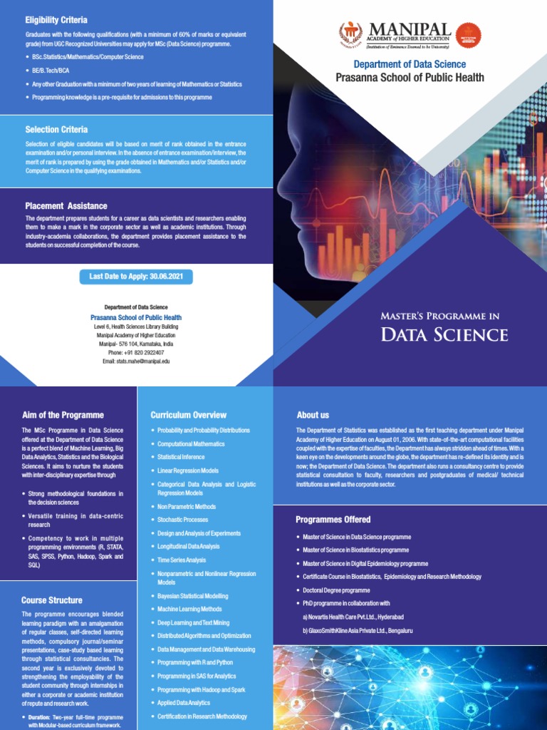 MSC in Data Science Programme Brochure | PDF | Statistics | Machine ...