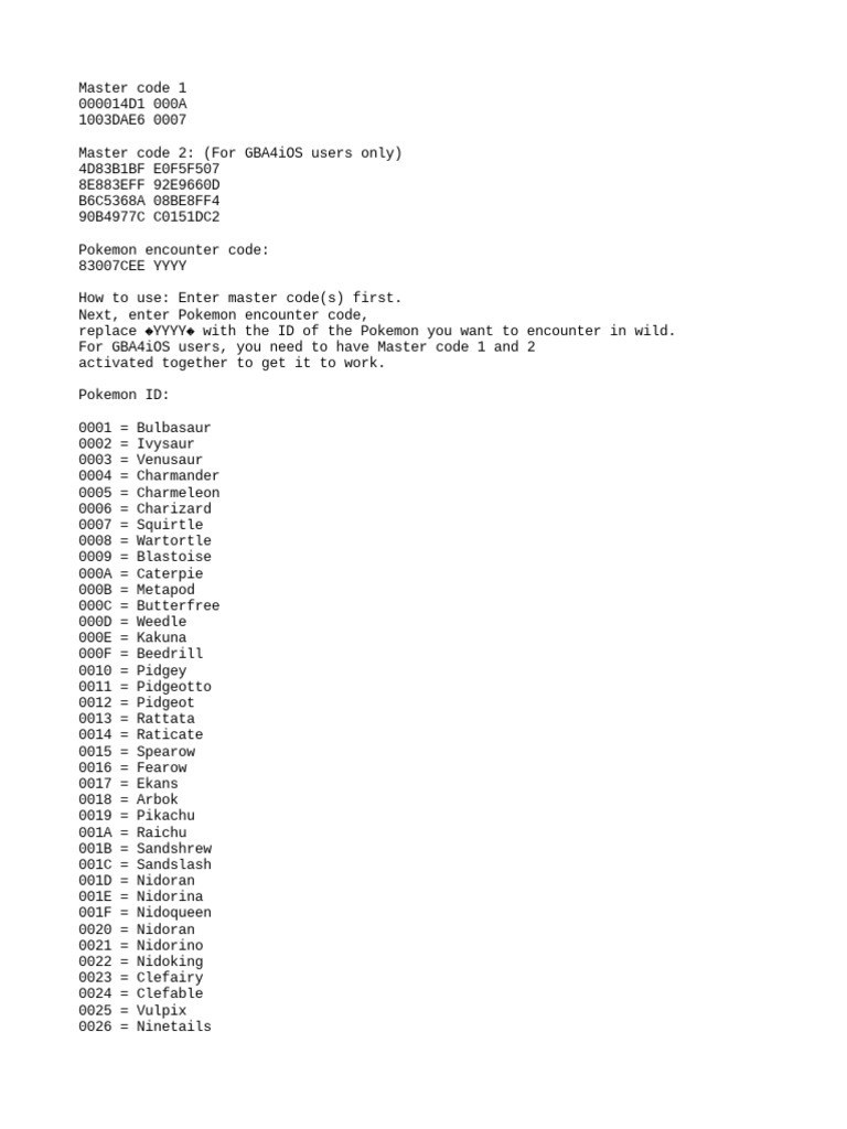 Pokemon Cheat | PDF | Nintendo Franchises | Pokémon