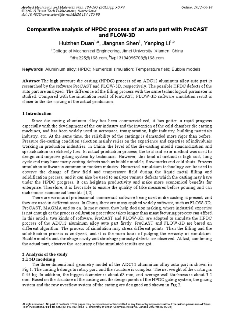 Huizhen Duan, Jiangnan Shen, Yanping Li: Comparative Analysis of HPDC ...