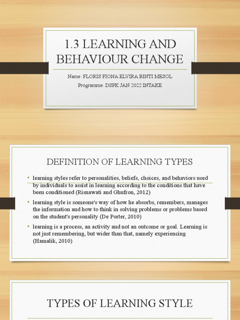 Learning Styles and Behavior Change | PDF | Learning | Constructivism ...