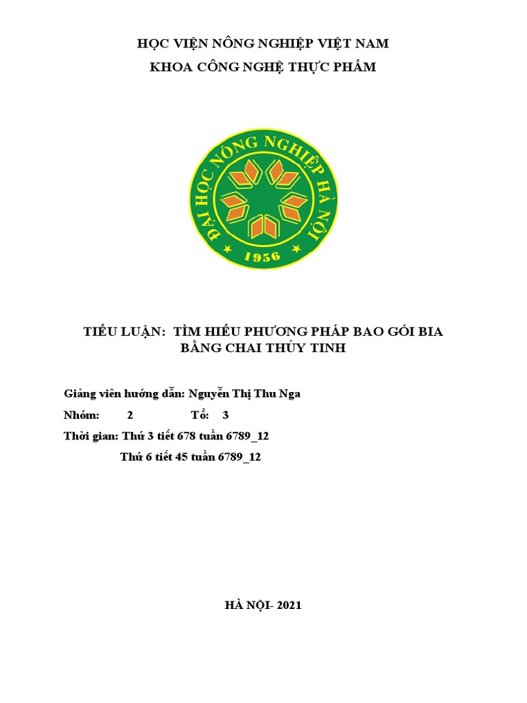 BGTP - Nhóm 3 - Bia Đóng Chai TH y Tinh | PDF