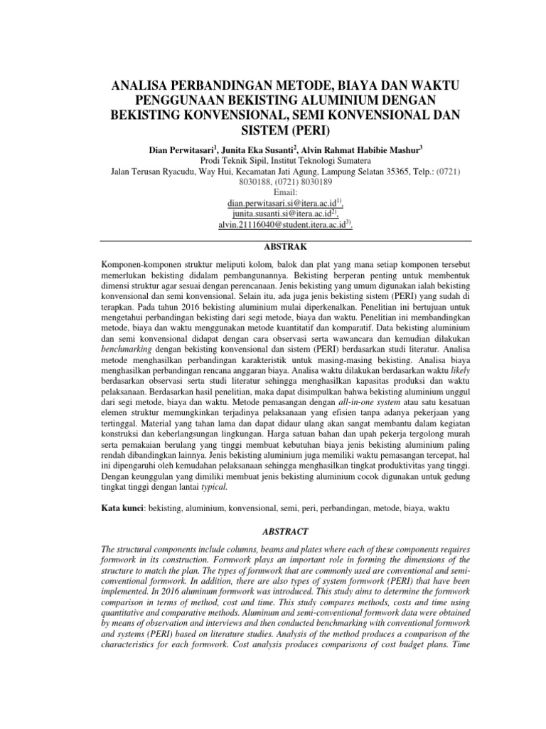 Analisa Perbandingan Metode, Biaya Dan Waktu | PDF