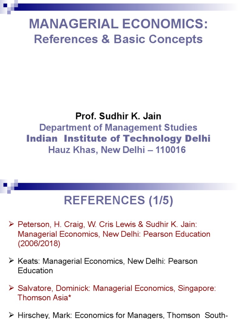 References & Basic Concepts: Managerial Economics | PDF | Profit ...