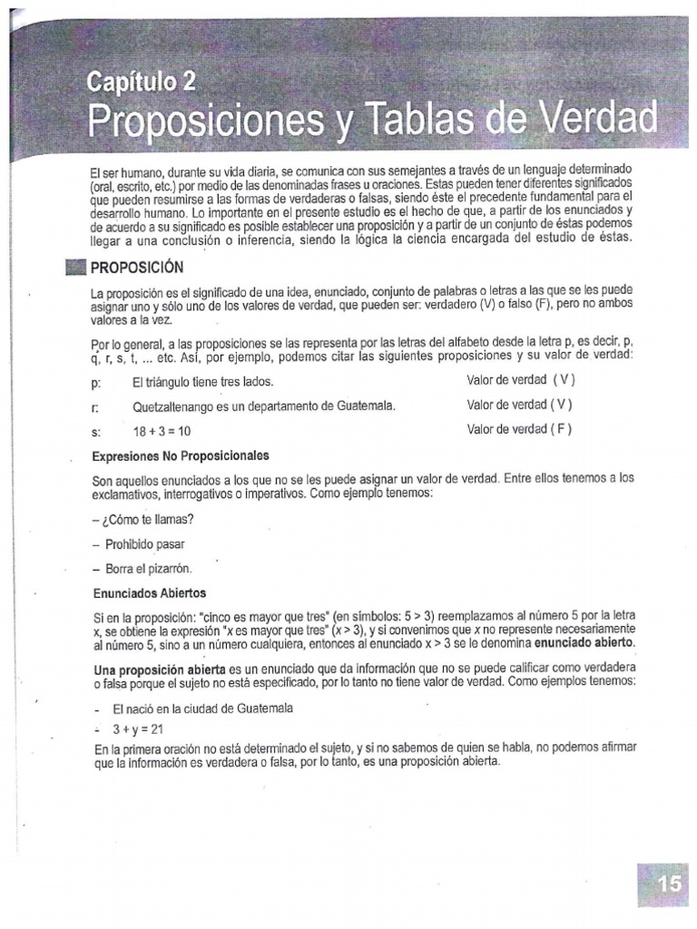 Proposiciones y Tablas de Verdad | PDF