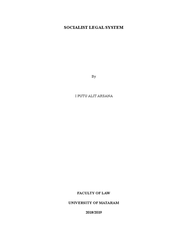 Socialist Legal System | PDF | Socialism | Communism