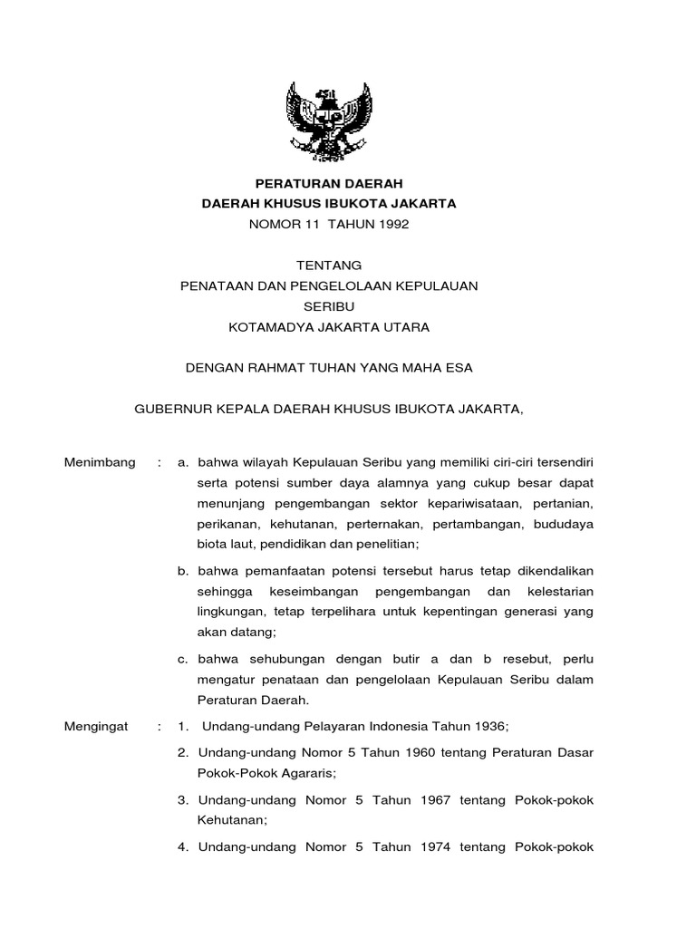 Perda 11 Tahun 1992 | PDF