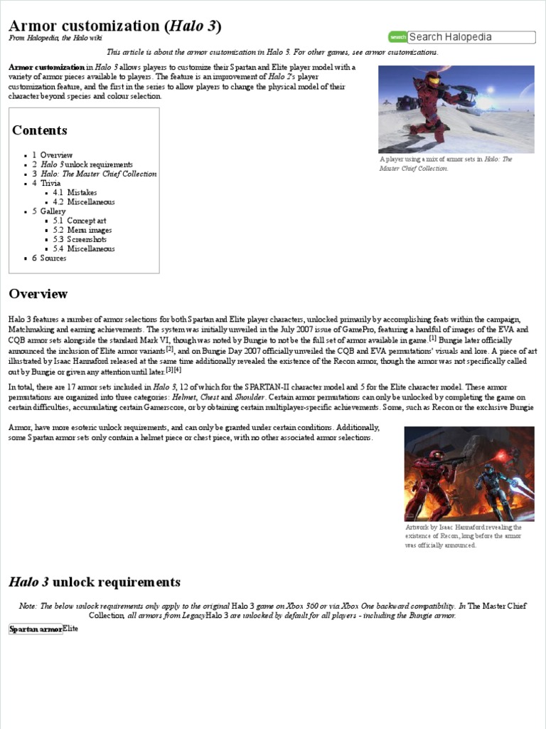 Armor Customization (Halo 3) - Halopedia, The Halo Wiki | PDF | Video Games