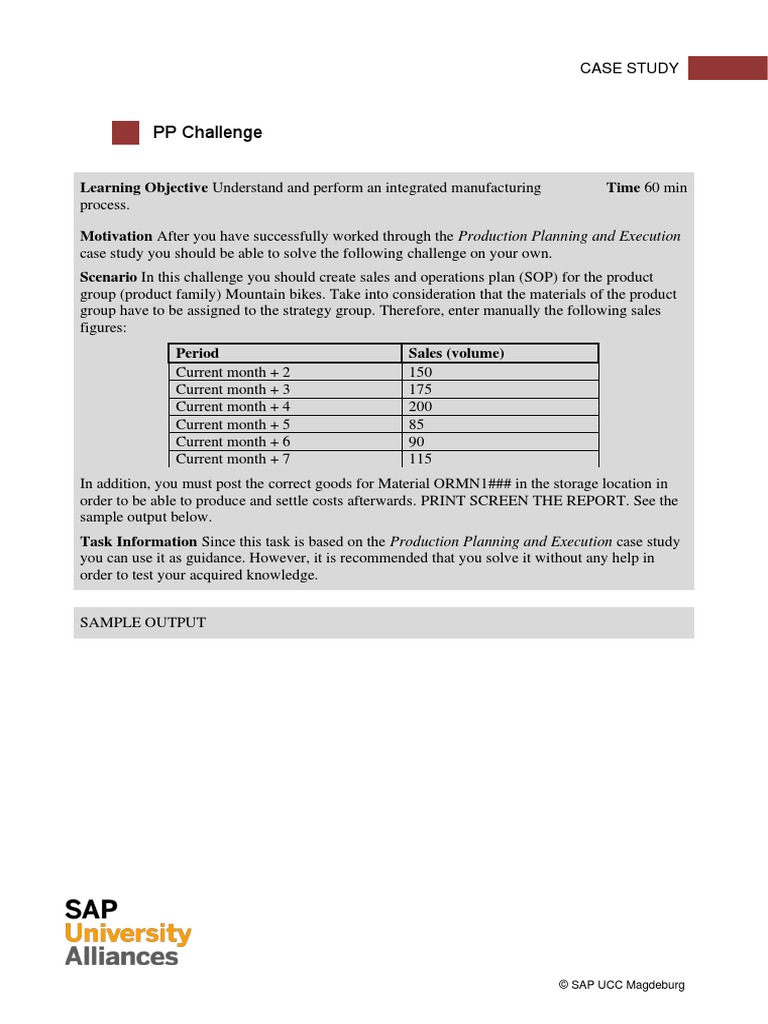 Production Planning and Execution Challenge | PDF