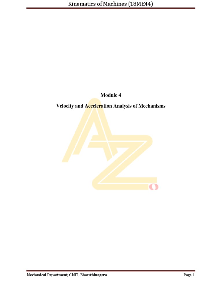 Analysis of Velocity and Acceleration in Common Mechanical Linkages Using Graphical and ...