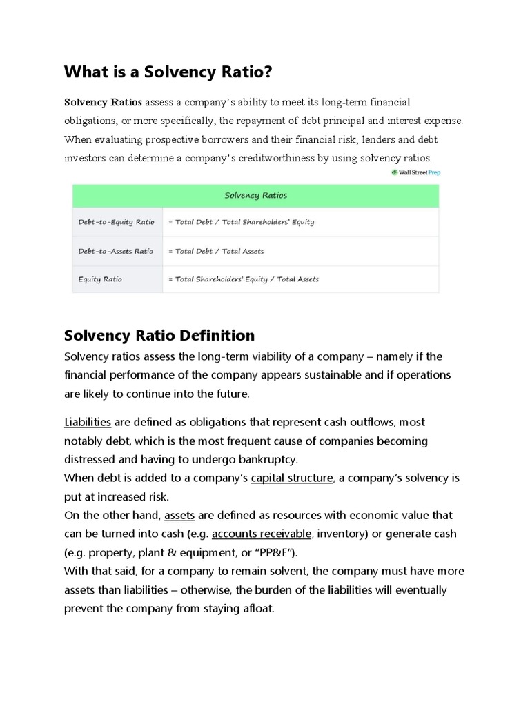 What Are Solvency Ratios | PDF | Equity (Finance) | Debt