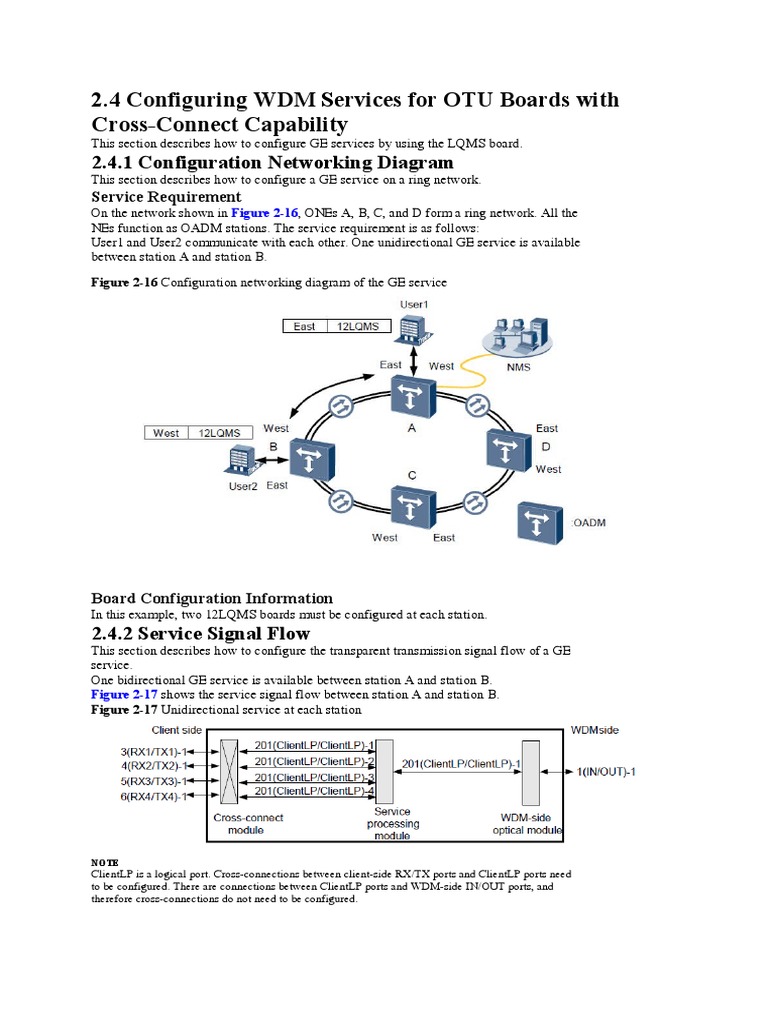 Configuring WDM Services For OTU Boards With Cross-Connect Capability ...