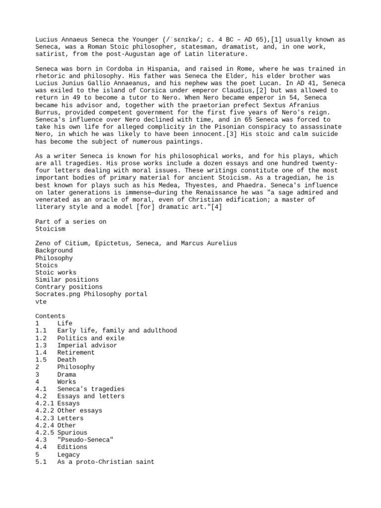 Seneca | PDF | Seneca The Younger