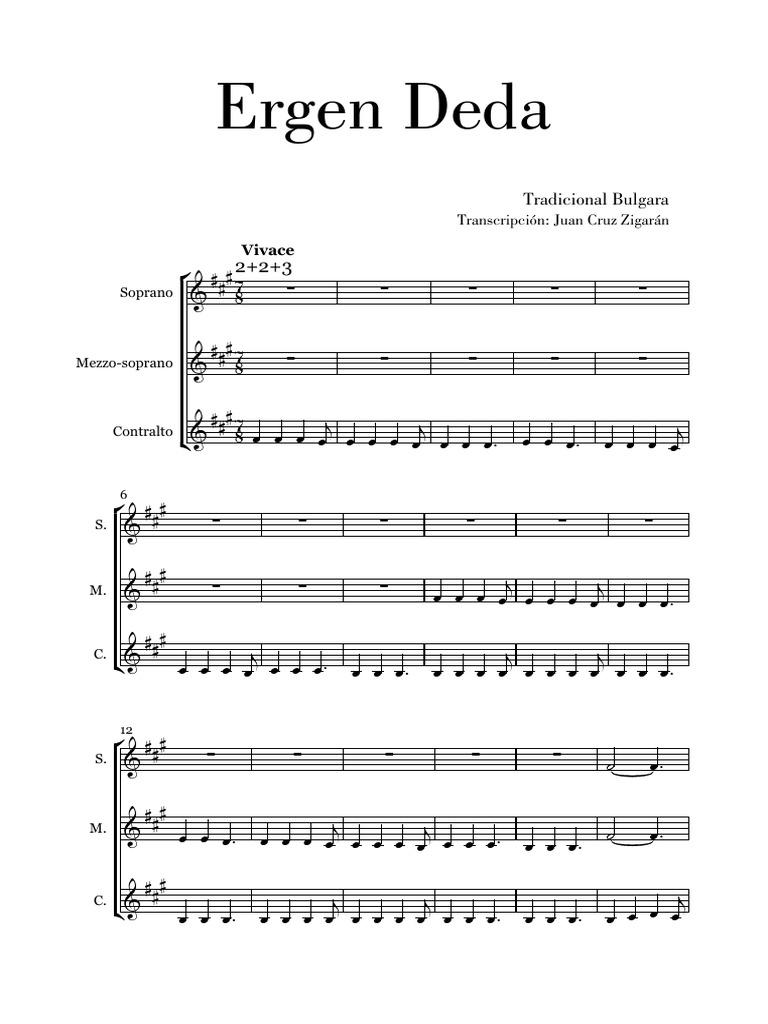 Ergen Deda Transcripcion - Partitura Completa | PDF