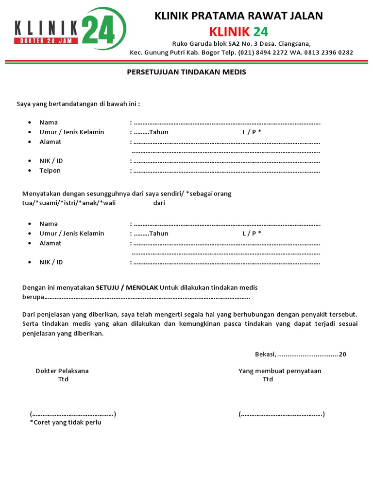 Contoh Informed Consent Tindakan Medis | PDF