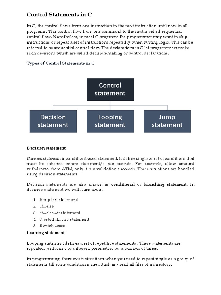 Types of Control Statements in C | Download Free PDF | Control Flow ...