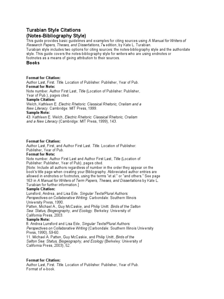 Turabian Style Citations: A Comprehensive Guide to Notes-Bibliography ...
