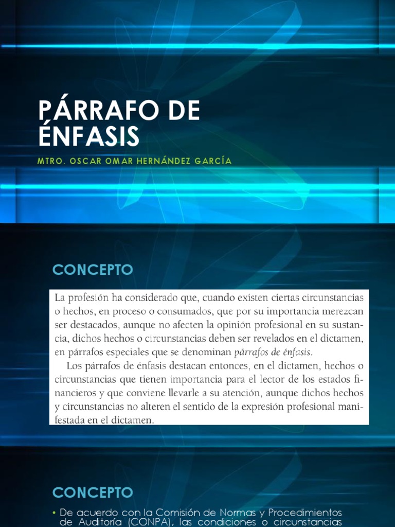 Párrafo de Énfasis | PDF | Contabilidad | Estado financiero