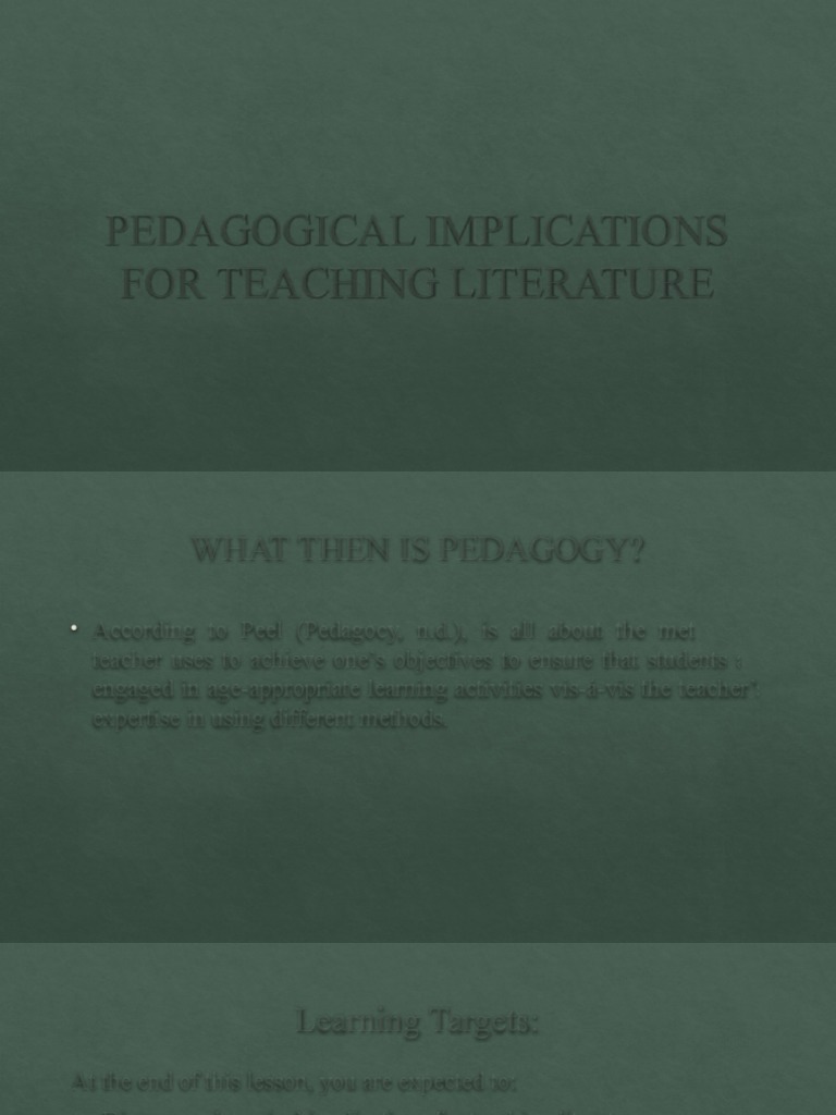 Pedagogical Implications For Teaching Literature | PDF | Pedagogy ...