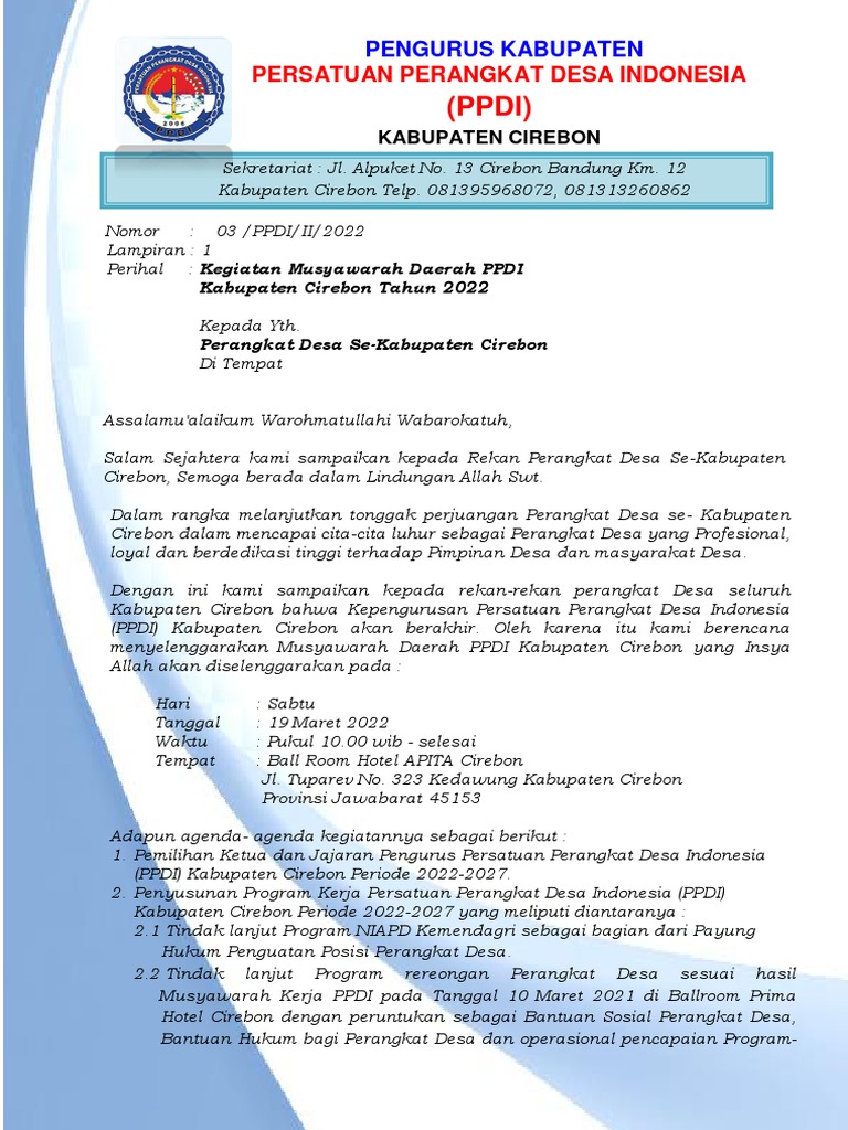 Proposal Musda Ppdi Buat Desa FFFF | PDF