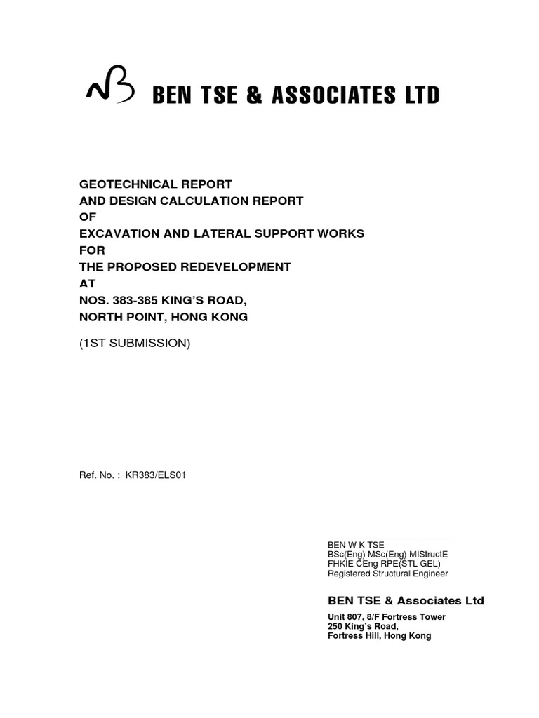 Hong Kong Ben Tse ELS Report | PDF | Geotechnical Engineering | Civil ...