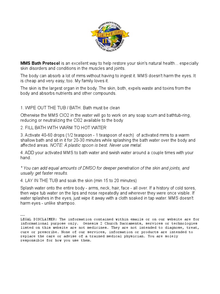 MMS Bath Protocol: Using Activated MMS in a Warm Bath to Absorb Through ...