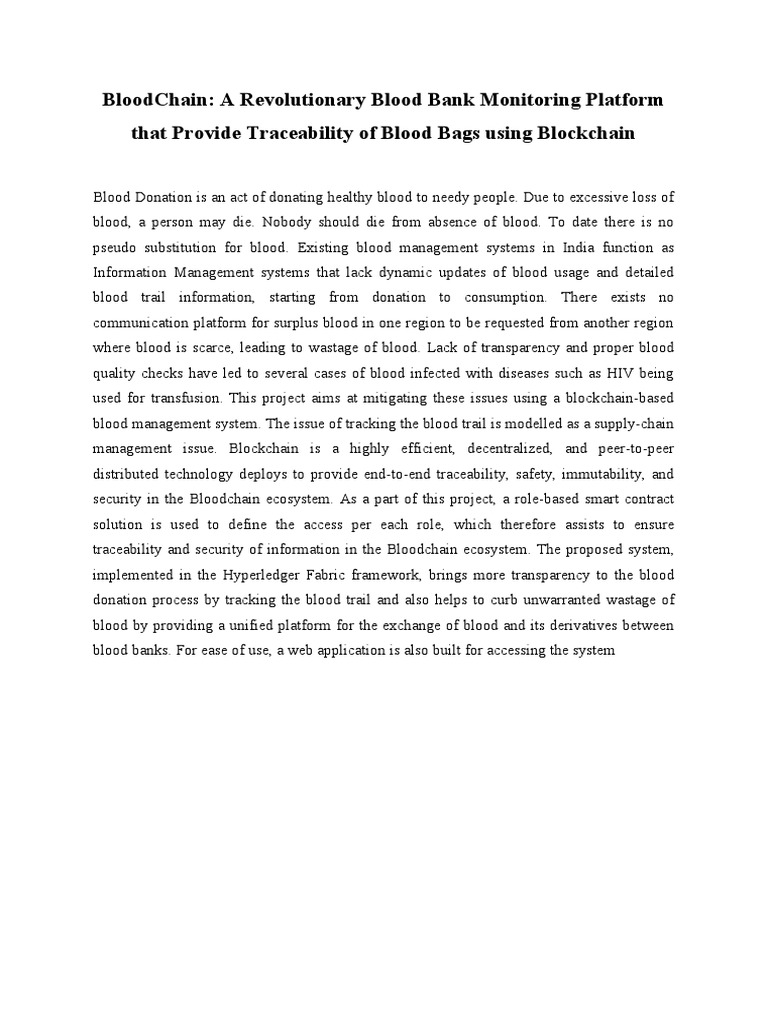 Blood Chain | PDF | Blood Donation | Blood Transfusion