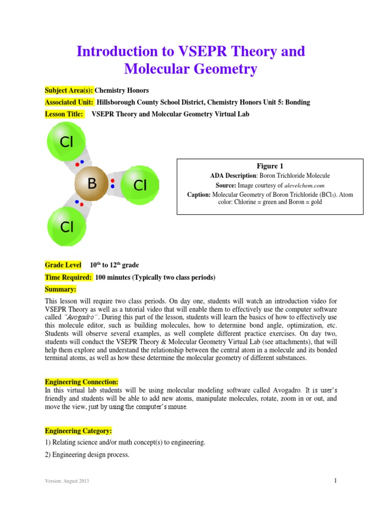 VSEPR Theory and Molecular Geometry Virtual Lab | PDF | Chemical Bond ...