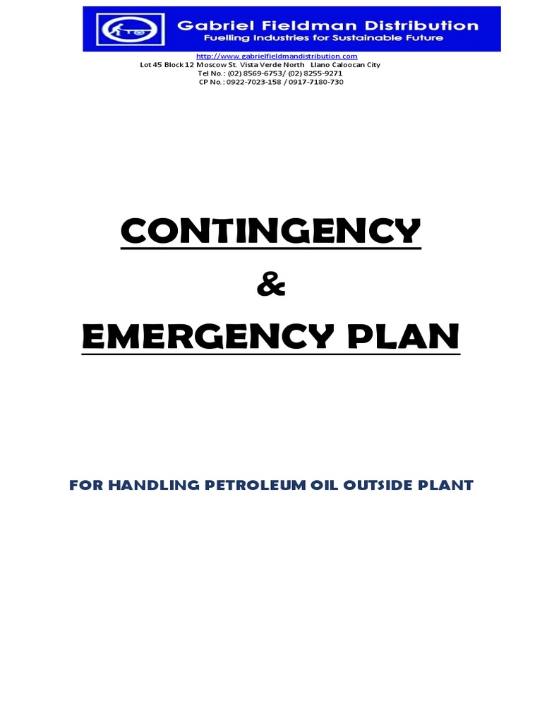 CONTINGENCY PLAN-gabriel Fieldman | PDF | Waste | Carbon Dioxide