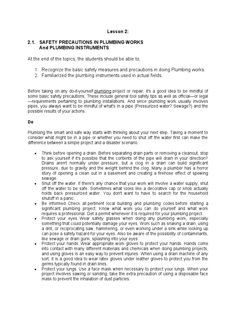 Plumbing Lesson 2 | PDF | Plumbing | Glove