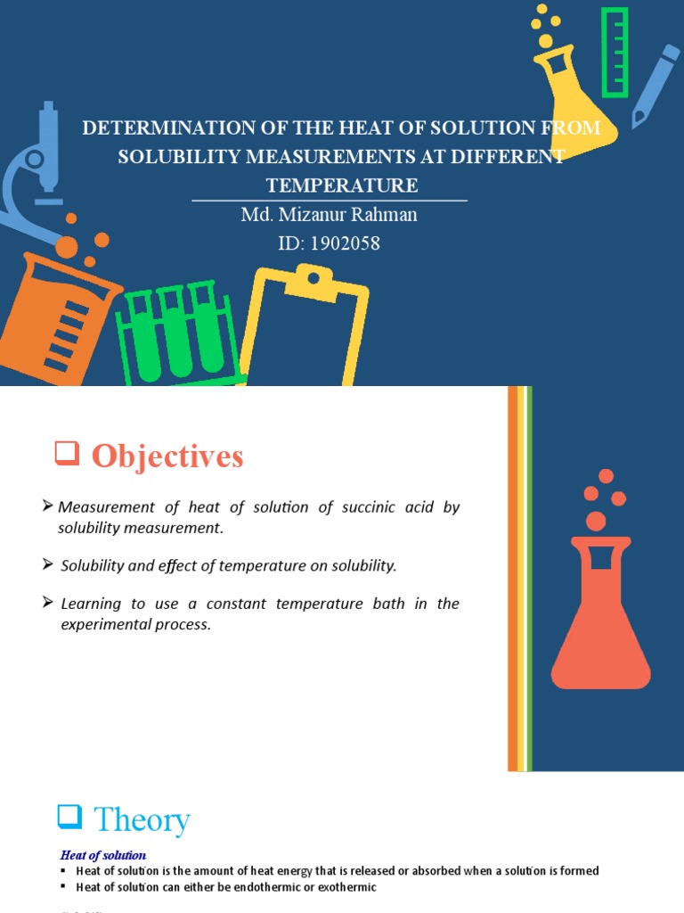Determination of The Heat of Solution From Solubility PDF | PDF ...