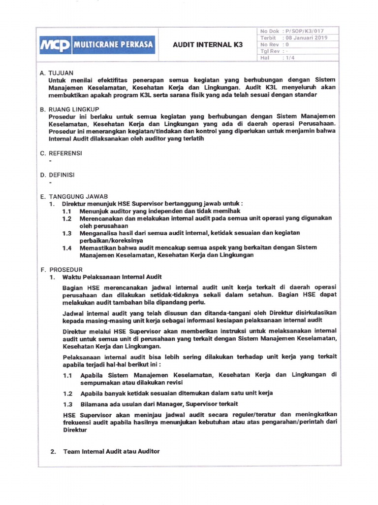 2.14.1 Audit Internal K3 | PDF
