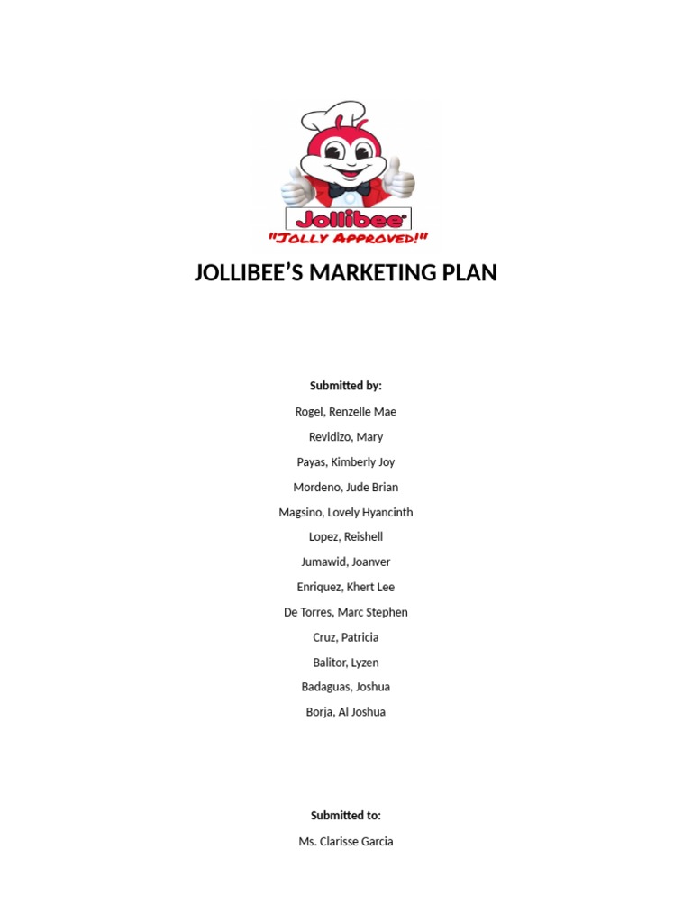 Jollibee'S Marketing Plan: Submitted by | PDF | Fast Food Restaurants ...