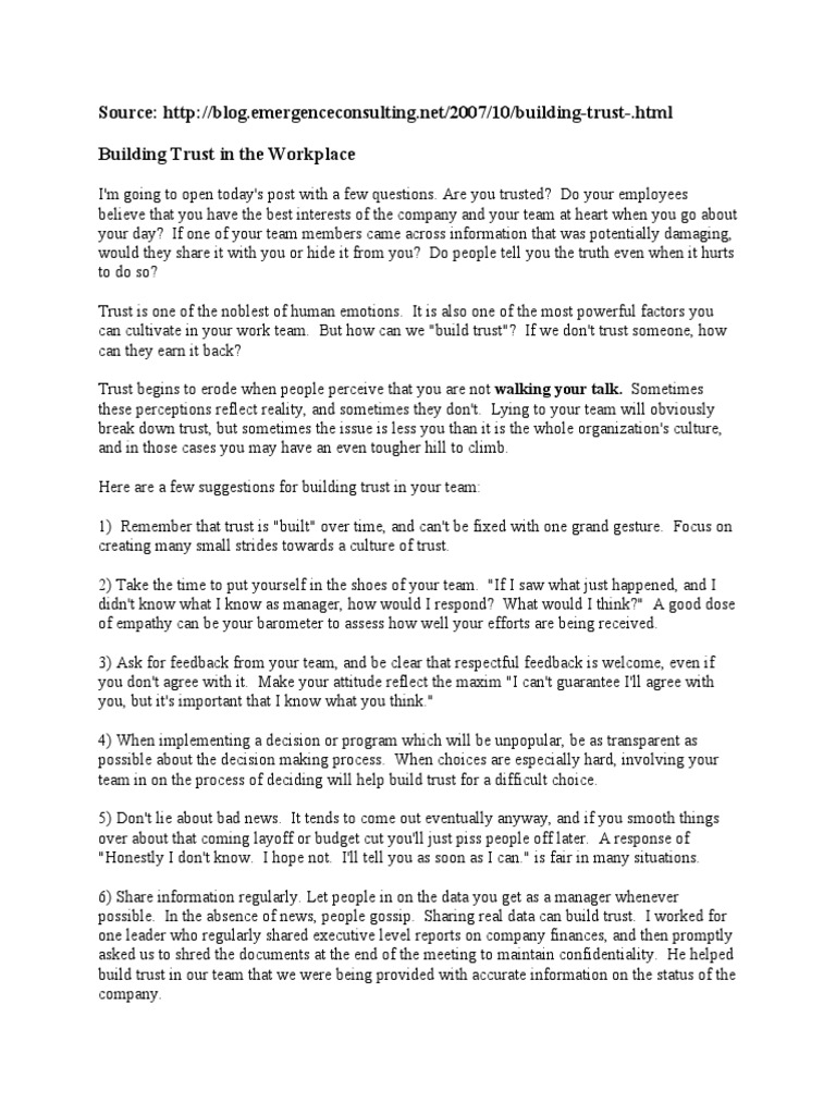 Research For Building Trust | PDF | Trust (Emotion) | Attachment Theory